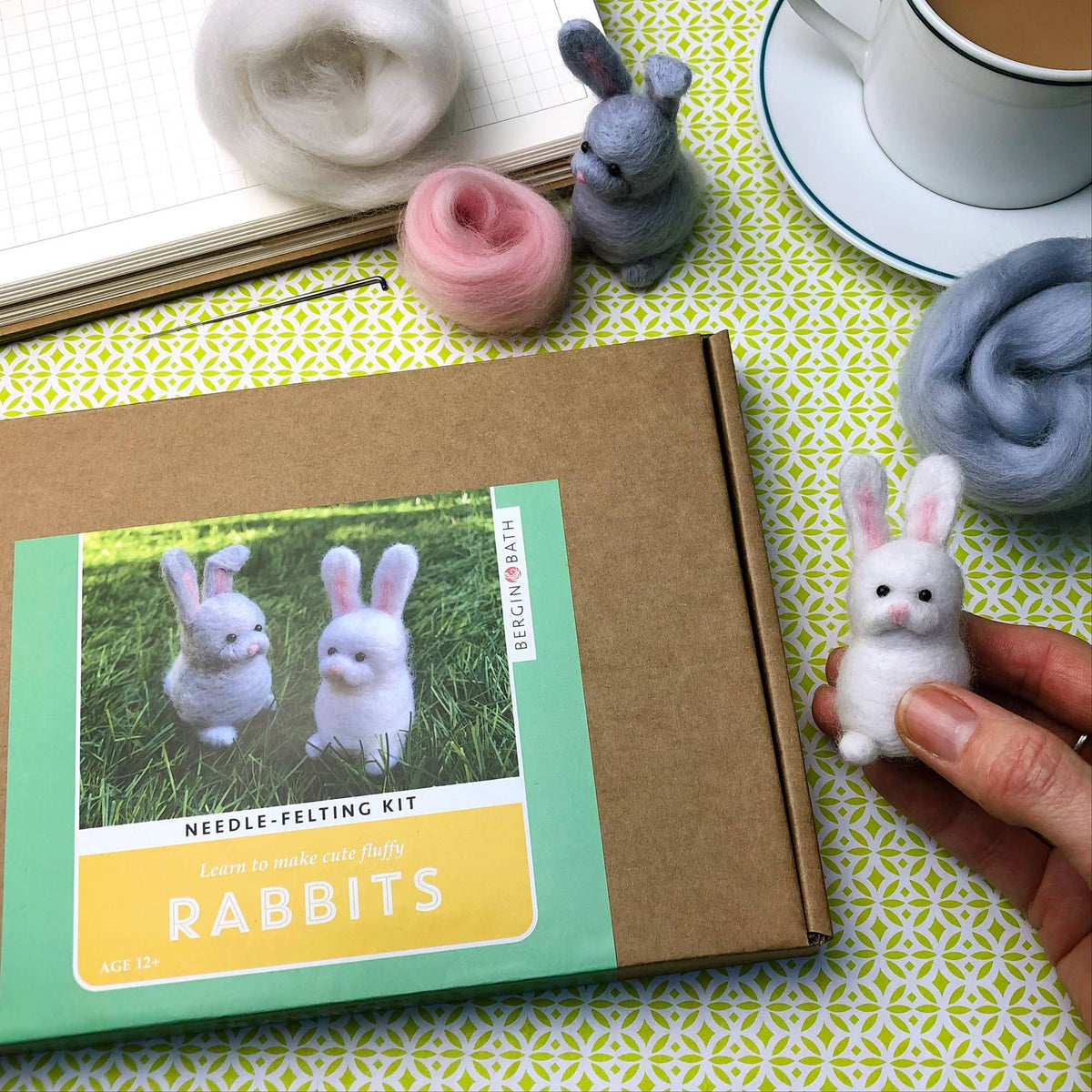 Needle Felting Kit - Rabbits - Make TWO Needle Felted Easter by Bergin ...